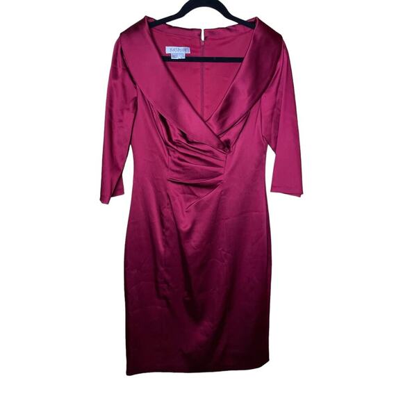 Kay Unger | Dresses | Kay Unger Cranberry Red Satin Portrait Mid Length ...